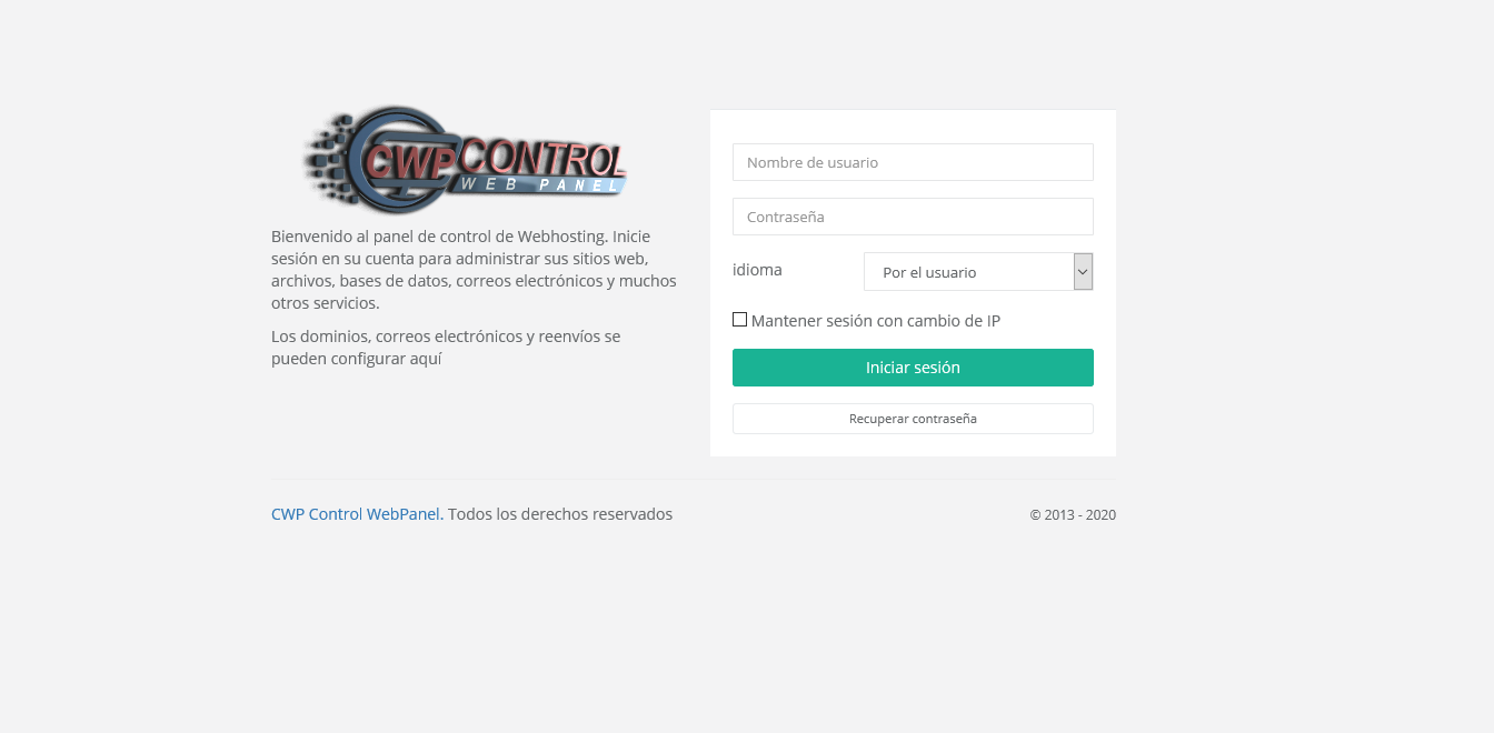 Panel de control web – Mesa de Ayuda 7500